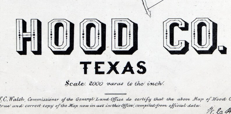1879 Map of Hood County Texas - Etsy