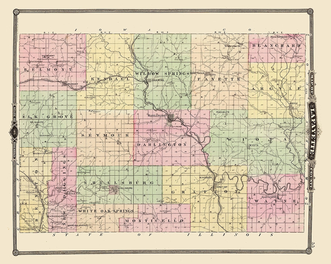 1878 Map of Lafayette County Wisconsin - Etsy
