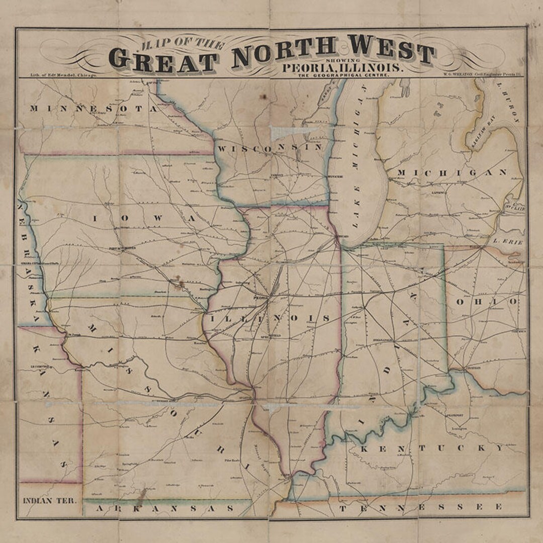 1861 Map of the Great North West - Etsy