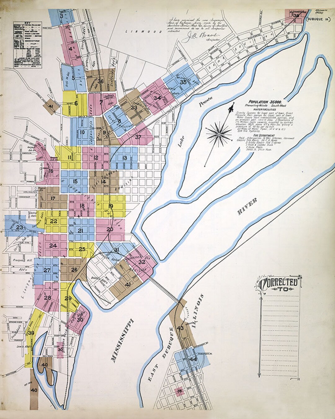 1891 Town Map of Dubuque Iowa - Etsy