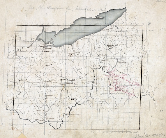 1754 Map of Ohio & Pennsylvania Showing Indian Tracts | Etsy