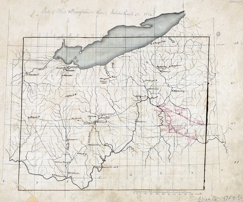 1754 Map of Ohio & Pennsylvania Showing Indian Tracts - Etsy