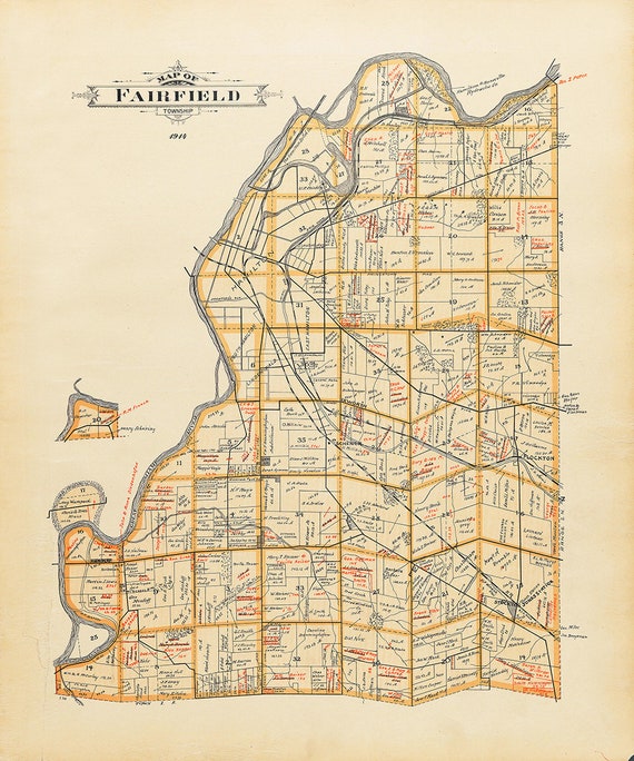1914 Map of Fairfield Township Butler County Ohio | Etsy