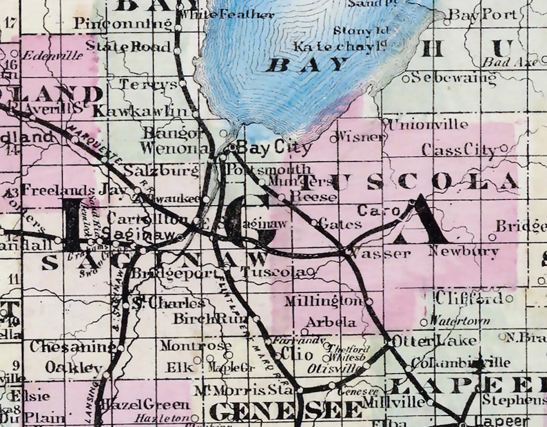 1875 Map of Michigan - Etsy