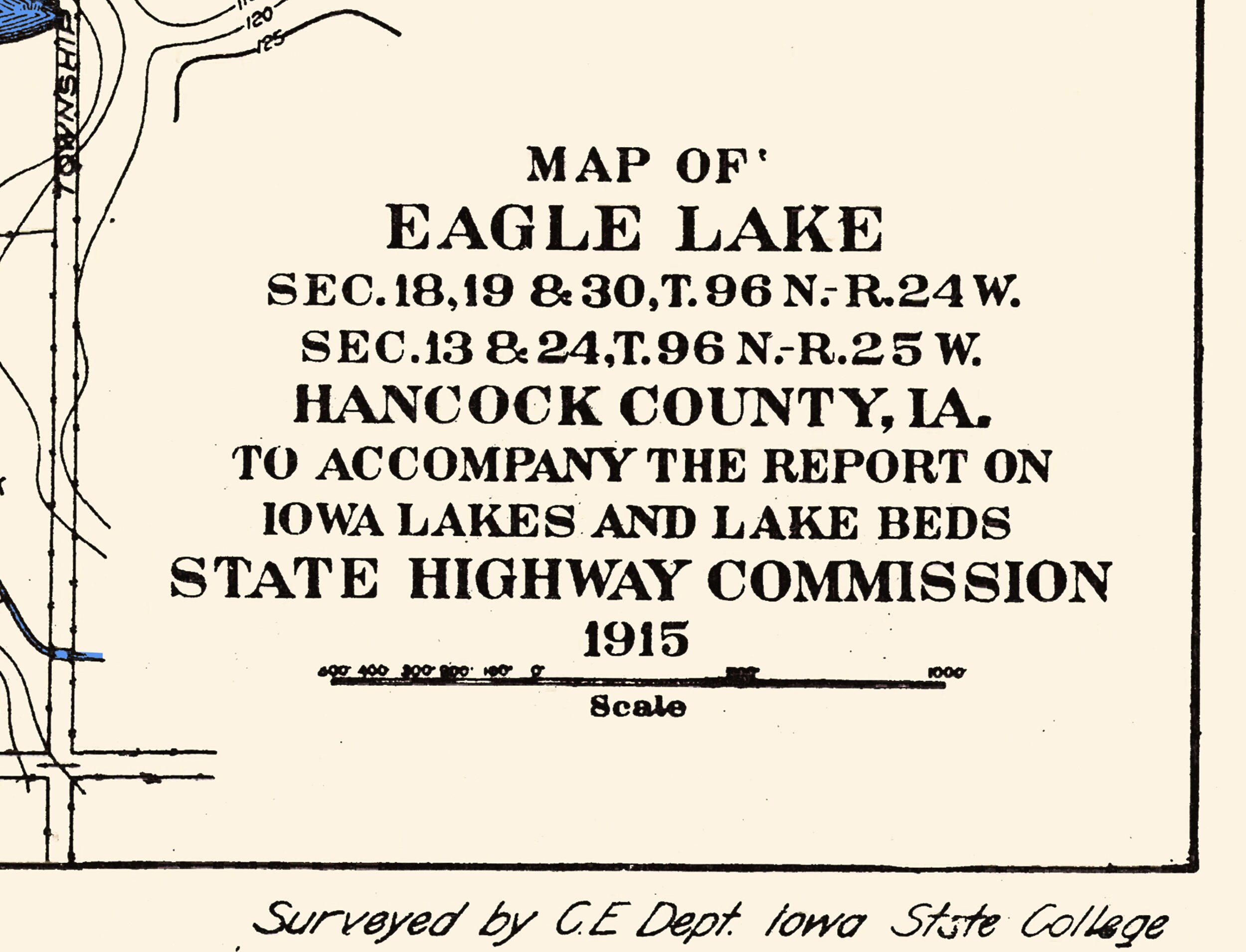 1915 Map of Eagle Lake Hancock County Iowa - Etsy