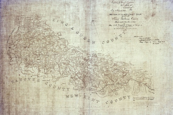 1865 Map of King William County Virginia | Etsy