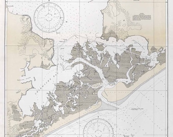 New River Inlet North Carolina Historical Map 1917 Nautical Chart Print ...