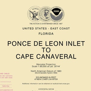 2011 Nautical Map of Ponce De Leon Inlet to Cape Canaveral Florida - Etsy
