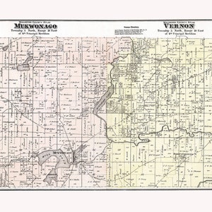 1873 Map of Mukwonago and Vernon Township Waukesha County Wisconsin - Etsy