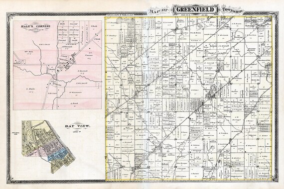1876 Map of Greenfield Township Milwaukee County Wisconsin - Etsy