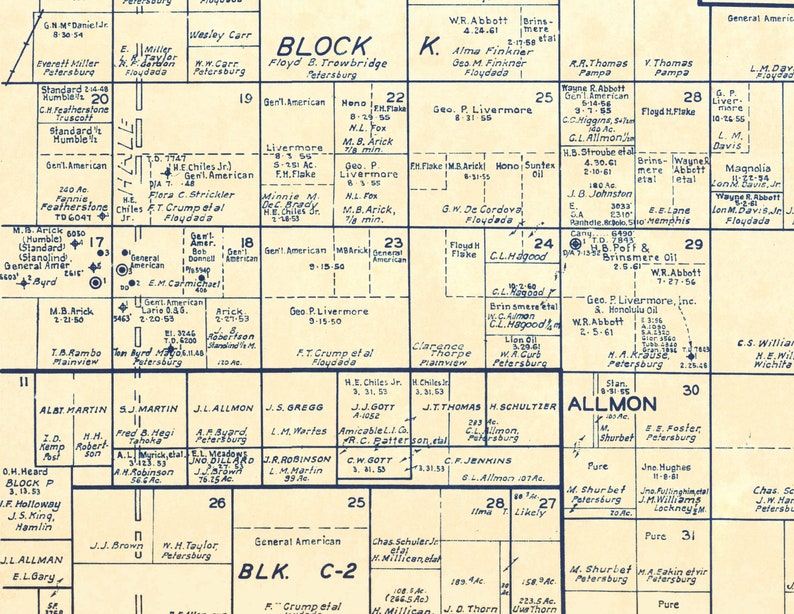 1962 Oil and Gas Well Farm Line Map of Floyd County Texas - Etsy
