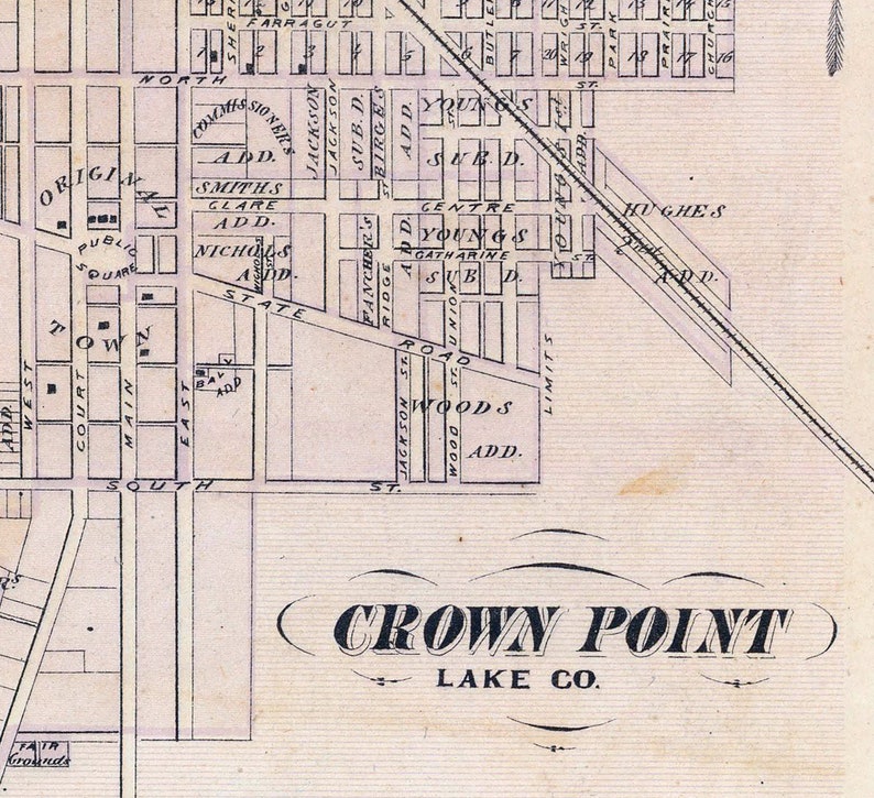 1876 Map of Lake County Indiana Crown Point - Etsy