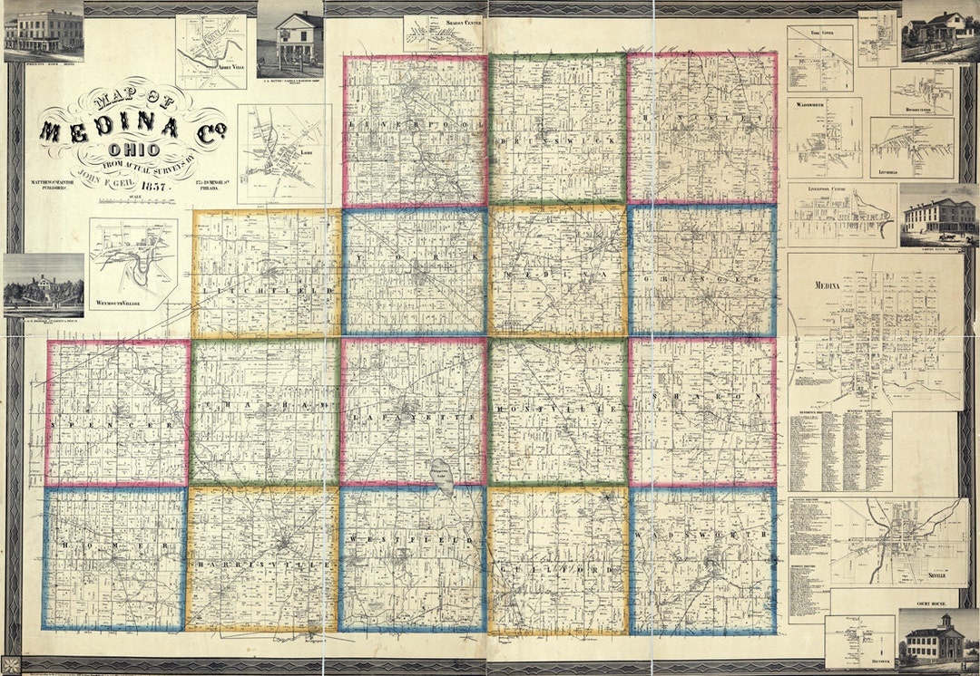 1857 Map of Medina County Ohio Landowners Reprint - Etsy
