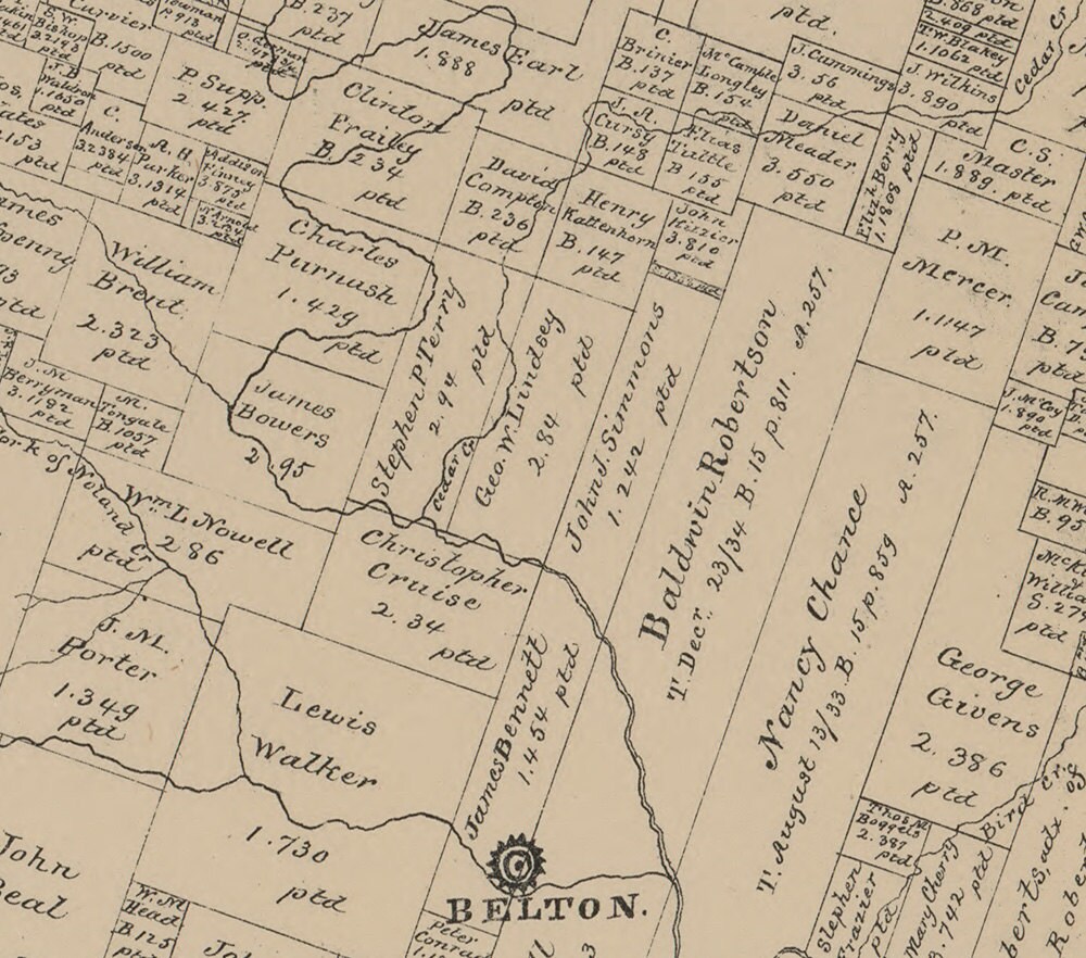 1879 Farm Line Map of Bell County Texas - Etsy