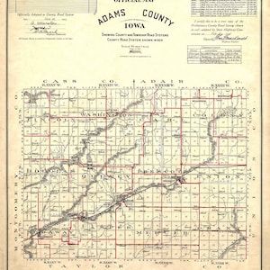 1914 Map of Adams County Iowa - Etsy