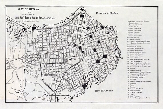 1900 Map of Havana Cuba | Etsy