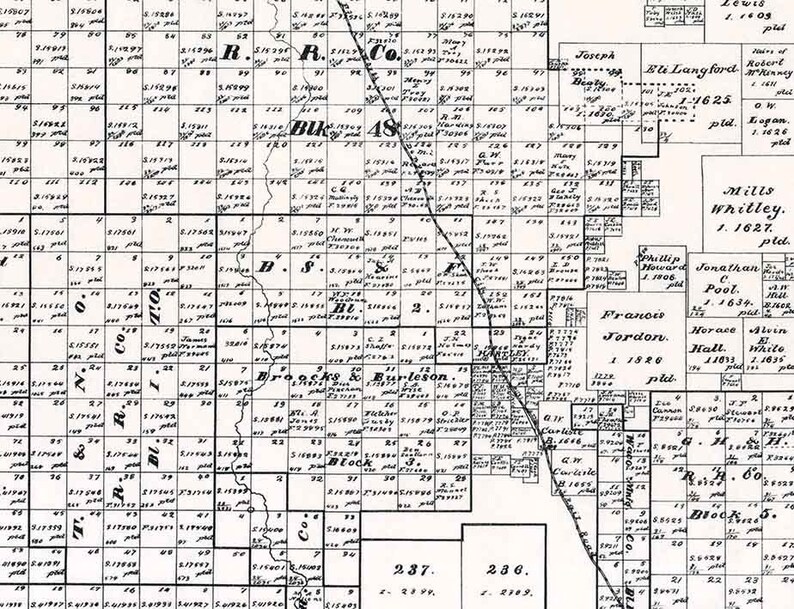 1892 Farm Line Map of Hartley County Texas - Etsy