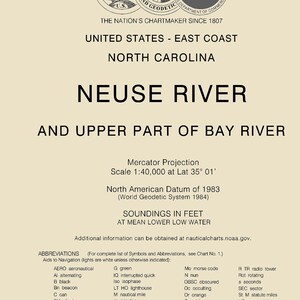 2022 Nautical Chart of the Neuse River North Carolina - Etsy
