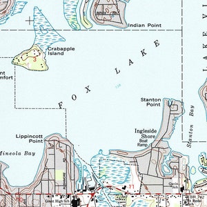 1993 Topo Map of Fox Lake Illinois Quadrangle - Etsy