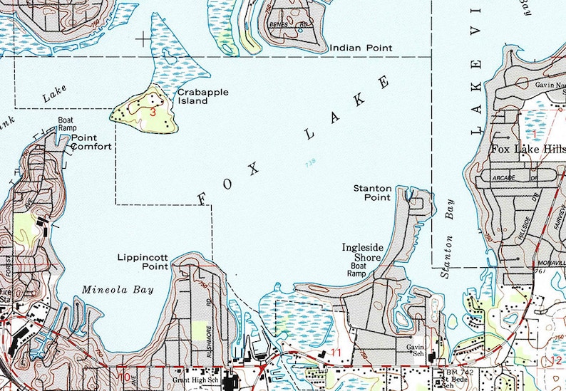 1993 Topo Map of Fox Lake Illinois Quadrangle - Etsy