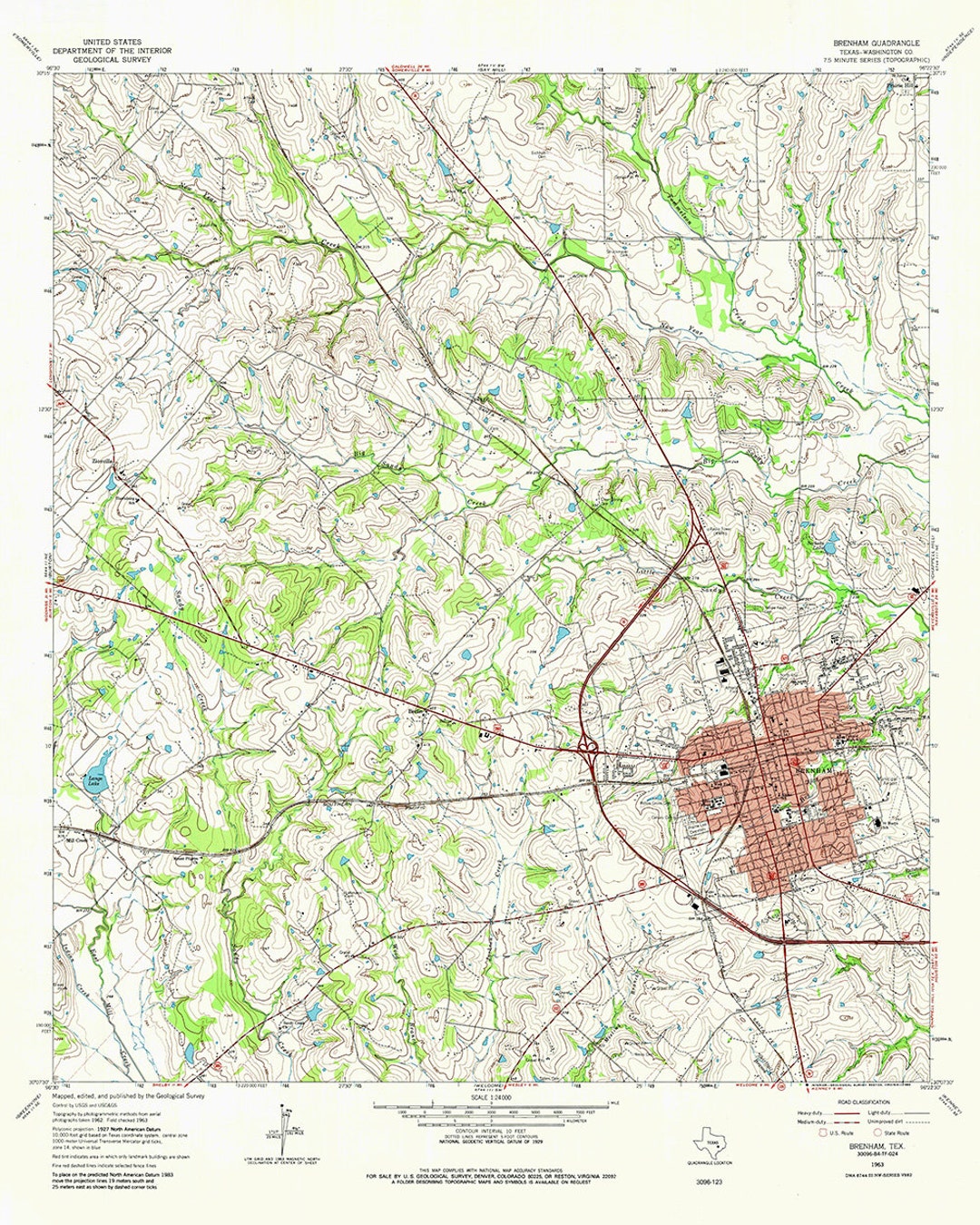 1984 Topo Map of Brenham Texas - Etsy