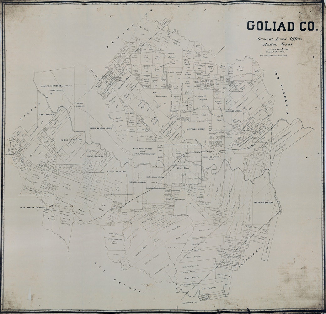 1896 Farm Line Map of Goliad County Texas - Etsy