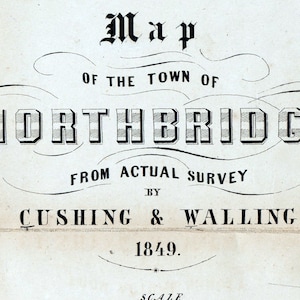 1849 Town Map of Northbridge Massachusetts - Etsy