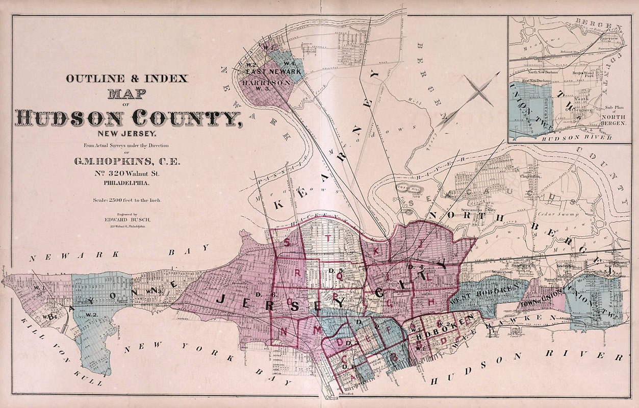 1873 Map of Hudson County New Jersey - Etsy