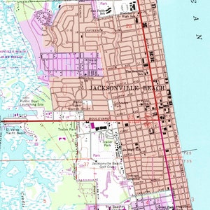 1992 Topo Map of Jacksonville Beach Florida - Etsy