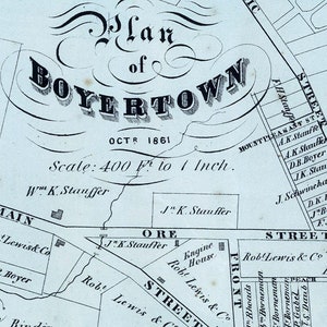 1862 Map of Boyertown Berks County Pennsylvania - Etsy