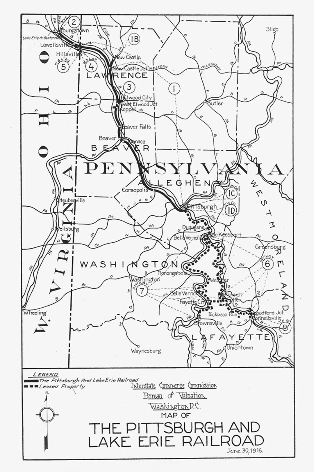 1916 Map of Pittsburgh and Lake Erie Railroad - Etsy