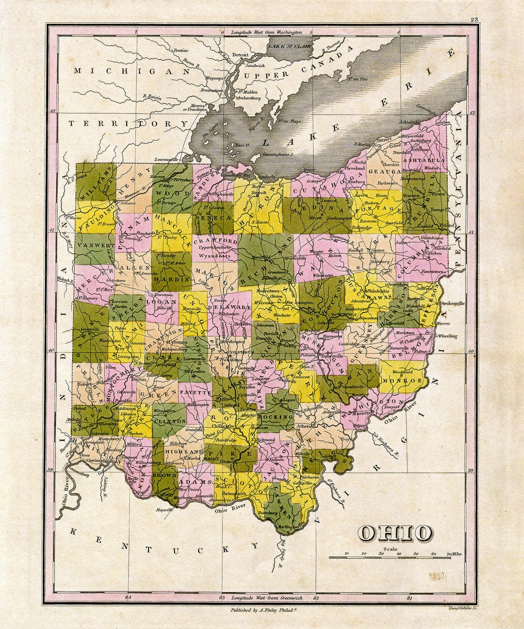 1823 Map of Ohio - Etsy