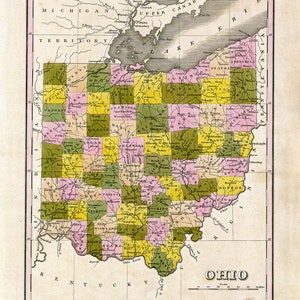 1823 Map of Ohio - Etsy