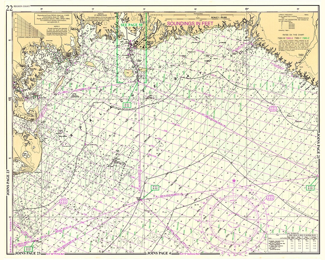 1996 Nautical Chart Map of Apalachee Bay Florida - Etsy