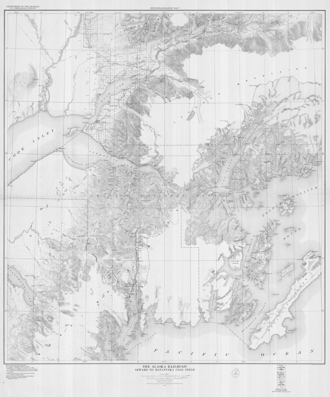 1924 Map of the Alaska Railroad Seward to Matanuska Coal Field - Etsy