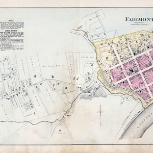 1886 Map of Fairmont Marion County West Virginia - Etsy