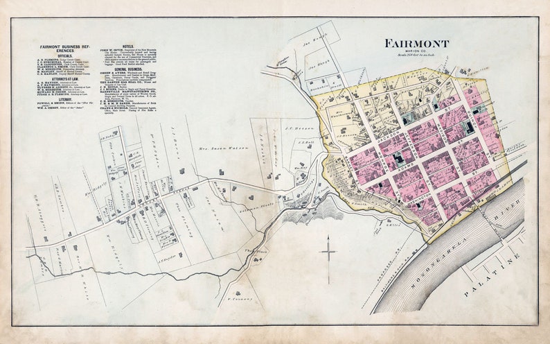 1886 Map of Fairmont Marion County West Virginia - Etsy