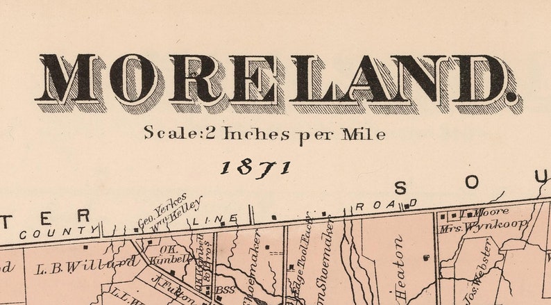 1871 Map of Moreland Township Montgomery County Pennsylvania - Etsy