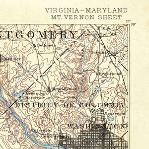 1890 Topo Map of Mount Vernon Virginia Quadrangle - Etsy