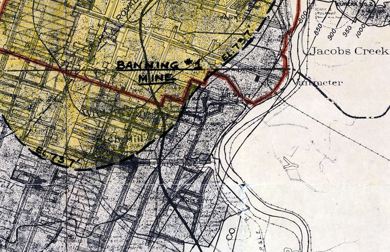 1969 Coal Mine Map of Banning Mine and Adjoiner Mines in Fayette and ...