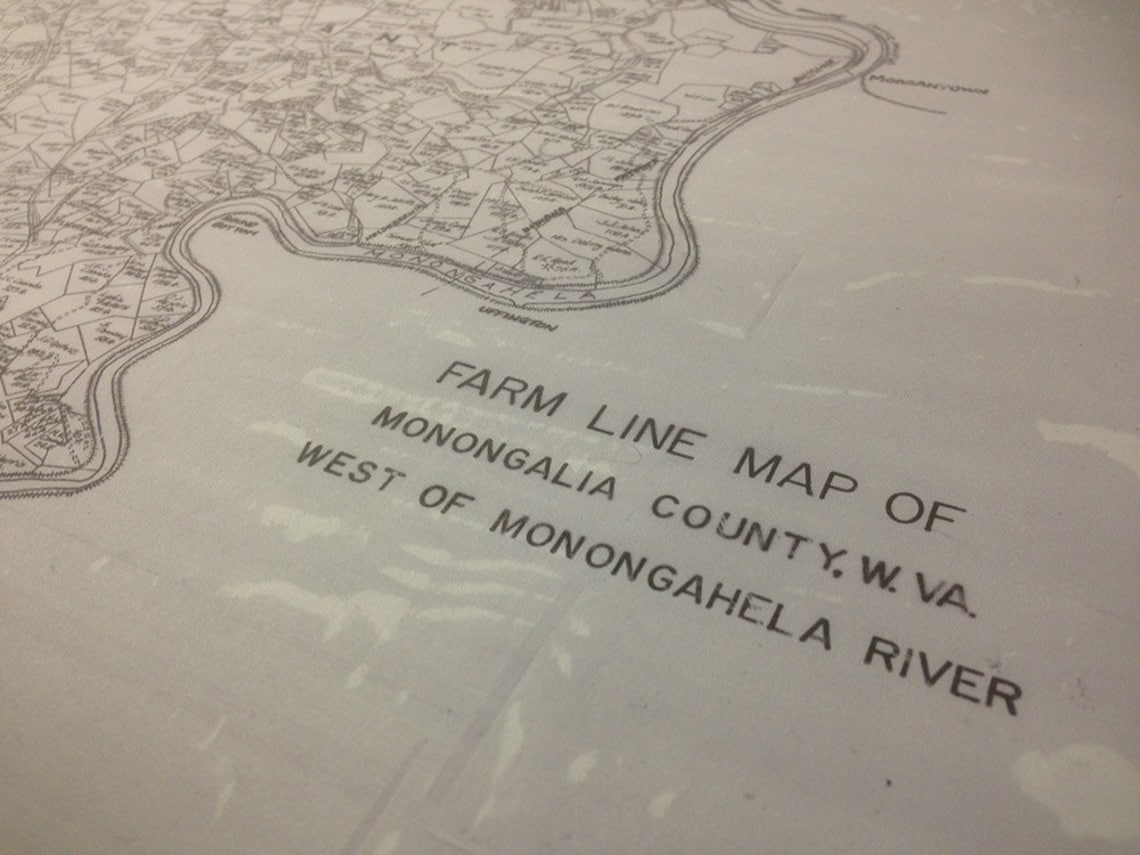 Monongalia County WV Farm Line Map Showing Oil and Gas Well | Etsy