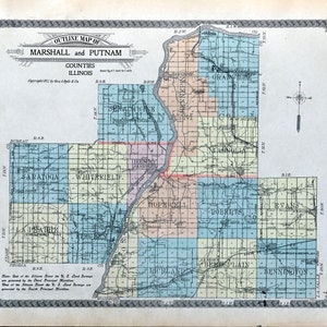 1911 Map of Marshall and Putnam County Illinois - Etsy