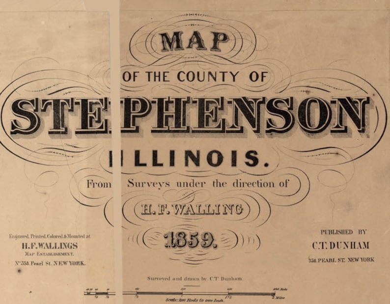 1859 Farm Line Map of Stephenson County Illinois Freeport - Etsy