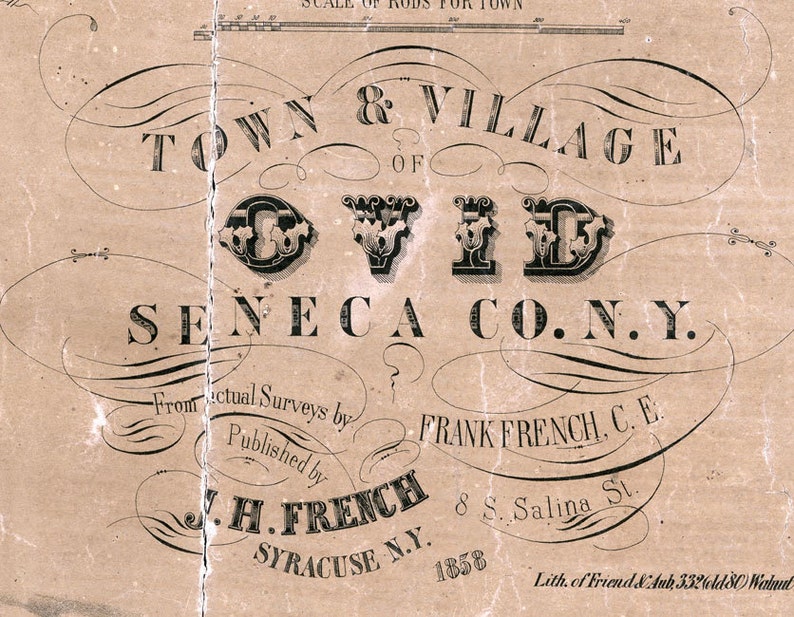 1858 Map of Ovid Seneca County New York - Etsy