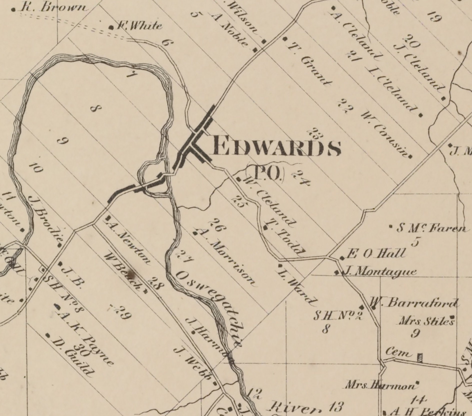 1865 Map of Edwards Township Saint Lawrence County New York - Etsy