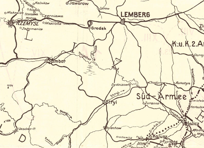 1918 Map of Carpathian Galicia Austria Hungary Lemberg WW1 - Etsy