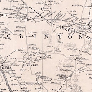 1851 Map of Hunterdon County New Jersey Lambertville - Etsy