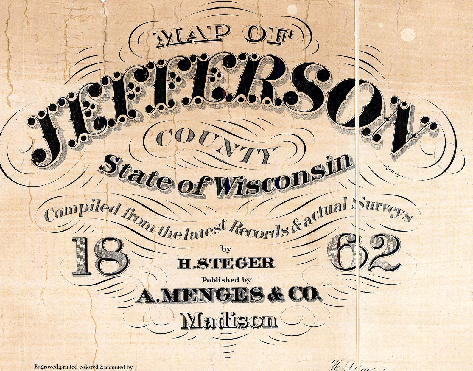 1862 Farm Line Map of Jefferson County Wisconsin - Etsy