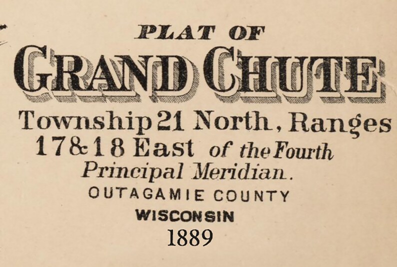 1889 Map of Grand Chute Township Outagamie County Wisconsin - Etsy