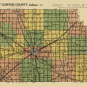 1919 Map of Clinton County Indiana - Etsy